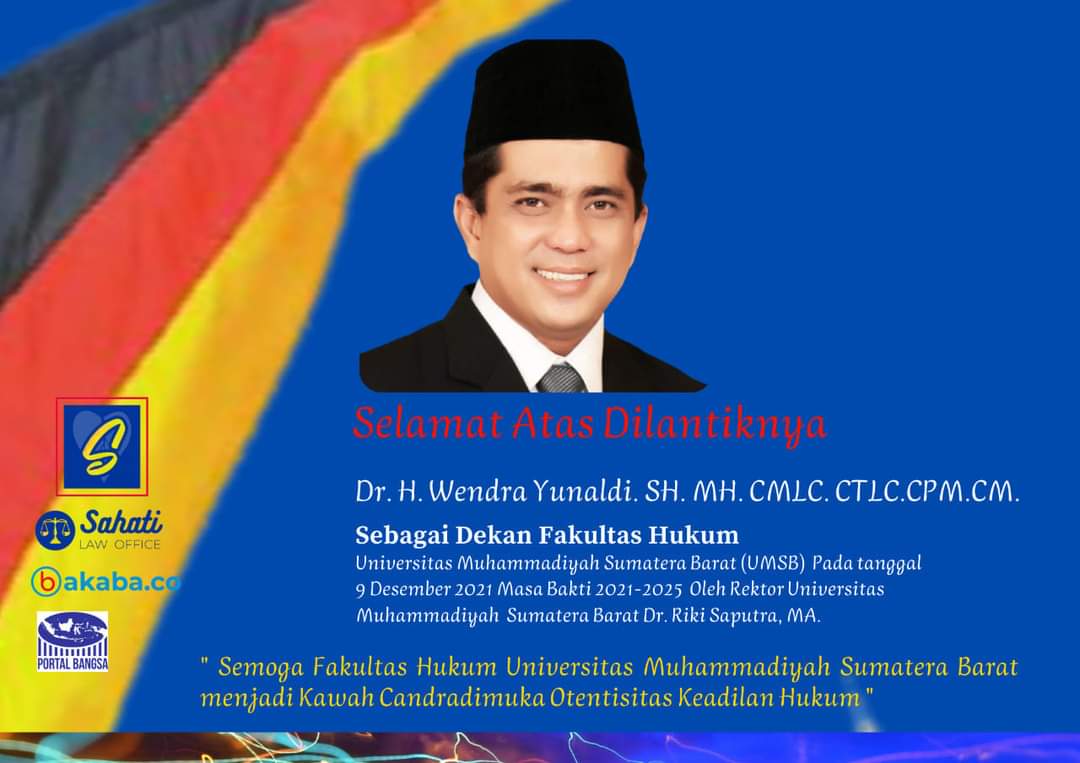 Dr Wendra Yunaldi Terpilih Menjadi Dekan FH UMSB – Suara Pribumi